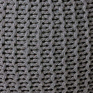 Urban Lifestyle Round Knit Pouf - Hand Woven Cotton, Dark Grey