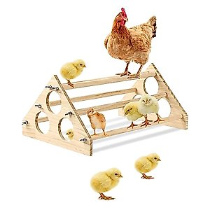 Chicken Perch Wooden Chicken Roosting Bar- Small Baby Chick Stand Training Perch Chicken Toys Strong Handmade Chicken Jungle Gym for Brooder, Coop, Hens, 15.5" x 10.6" x 7"
