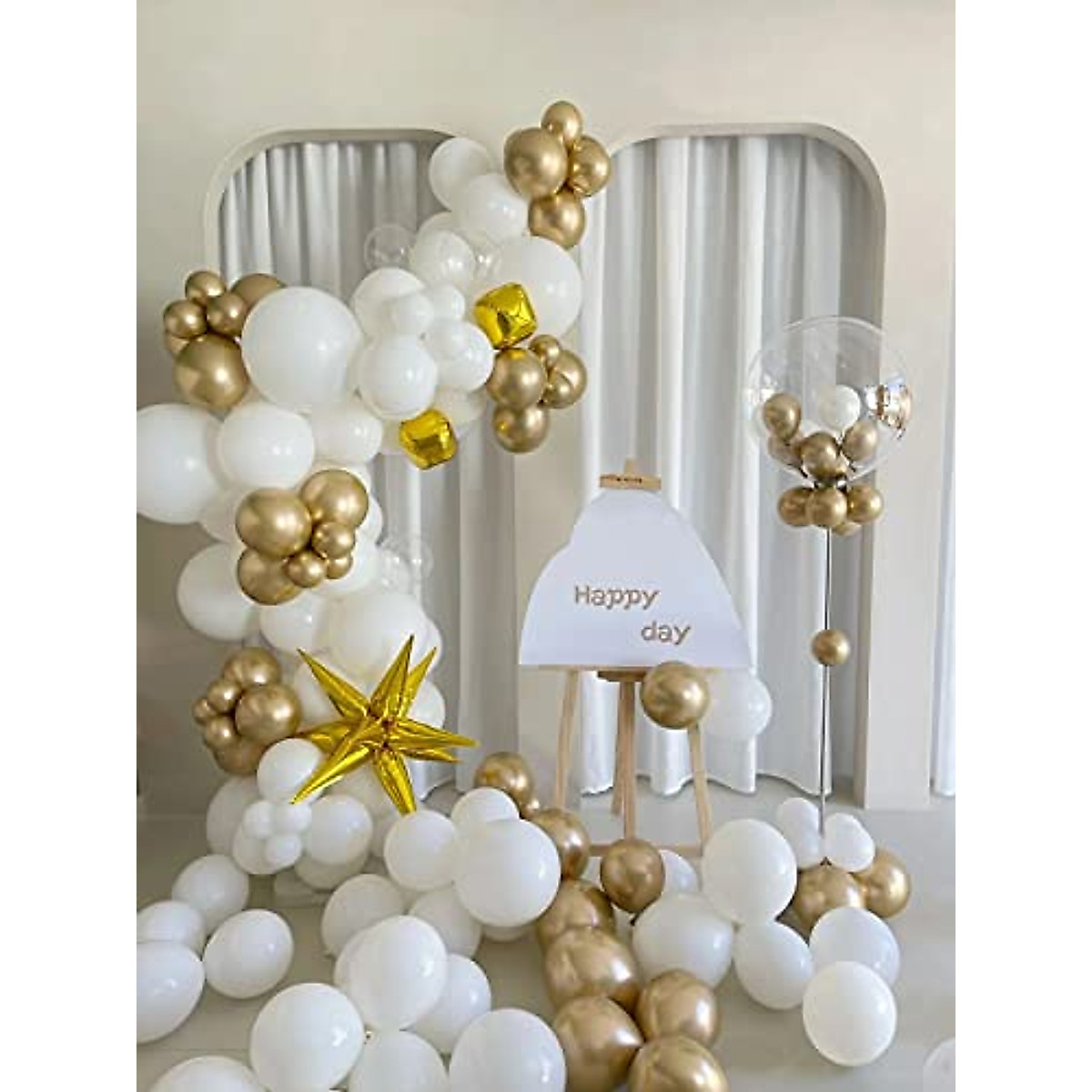 FOTIOMRG 120pcs 5 inch White Balloons, Small White Latex Party Balloons Helium Quality for Birthday Graduation Baby Shower Wedding Bridal Bachelorette Party Decorations (with White Ribbon)