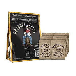 Grandpa Gus's Spider Repellent Pouches, Peppermint and Lemongrass Oil Formula Repels Spiders and The Insects They Eat, Use in Closet, Basement, Cabin, Shed, RV, Garage, 8.8 Oz (0.88 Oz x 10 Pouches)