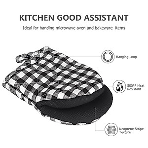 Qulable 1 Pair Short Oven Mitts - Silicone Kitchen Oven Gloves High Heat Resistant 500℉, Mini Oven Mits with Non-Slip Grip Surfaces and Hanging Loop for BBQ, Baking, Cooking and Grilling