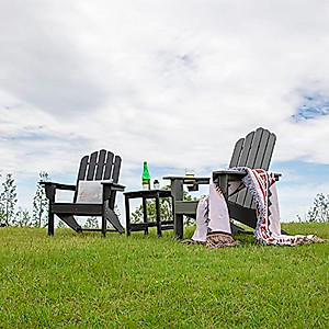 DAILYLIFE Adirondack Chair, Plastic All-Weather Resistant Outdoor Chairs with Cup Holder for Patio, Porch, Garden, Poolfront, Balcony, Firepit Backyard & Lawn Furniture Seating Grayish Brown