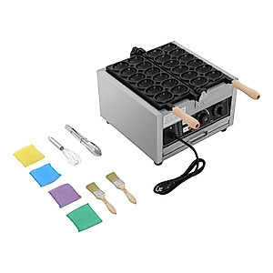 12pcs Commercial Egg Bubble Waffle Maker Machine 1.8Kw 110V Electric Non-Stick Rotatable Waffle Baker Machine with 122-572℉ Temp Range and Time Control Egg Puff Waffle Iron for Restaurants and Home