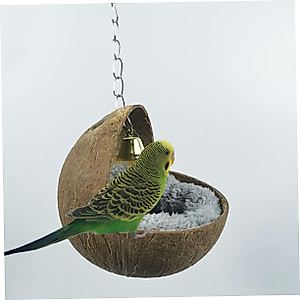 balacoo 3pcs cuttlebone Hanging Hideaway Swing Bird Playground Parrots hut habitats Parakeet Hamster Winter pet Wooden Bird House Lifelike Bird Bed Coconut Shell Bed House The Bird's nest