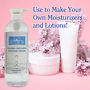 Propylene Glycol, 100% Pure, Odorless, Colorless, USP Kosher Food Grade, Non-Toxic, Use for Soaps, Massage Oils, Lotions, Moisturizers, Shampoo, Cosmetics, Foods and More, Made in USA (128 oz)