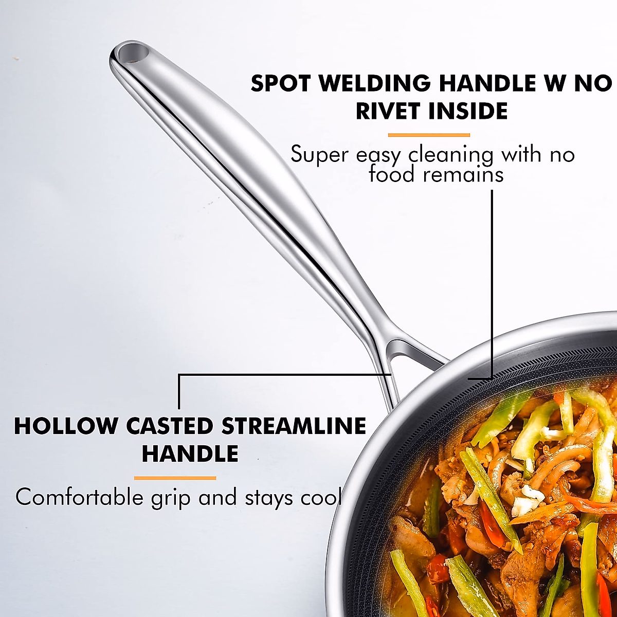 STAMBE 8" Stainless Steel Pan - TriPly Stainless Steel Frying Pans with USA Non-Stick Coating and Anti Warp Base, PFOA &PFOS Free