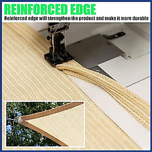 ShadeMart 14' x 20' Beige Sun Shade Sail UPF50 Rectangle Canopy Fabric Cloth Screen smTAPR1420, Water and Air Permeable & UV Resistant, Heavy Duty, Carport Patio Outdoor - (We Customize Size)