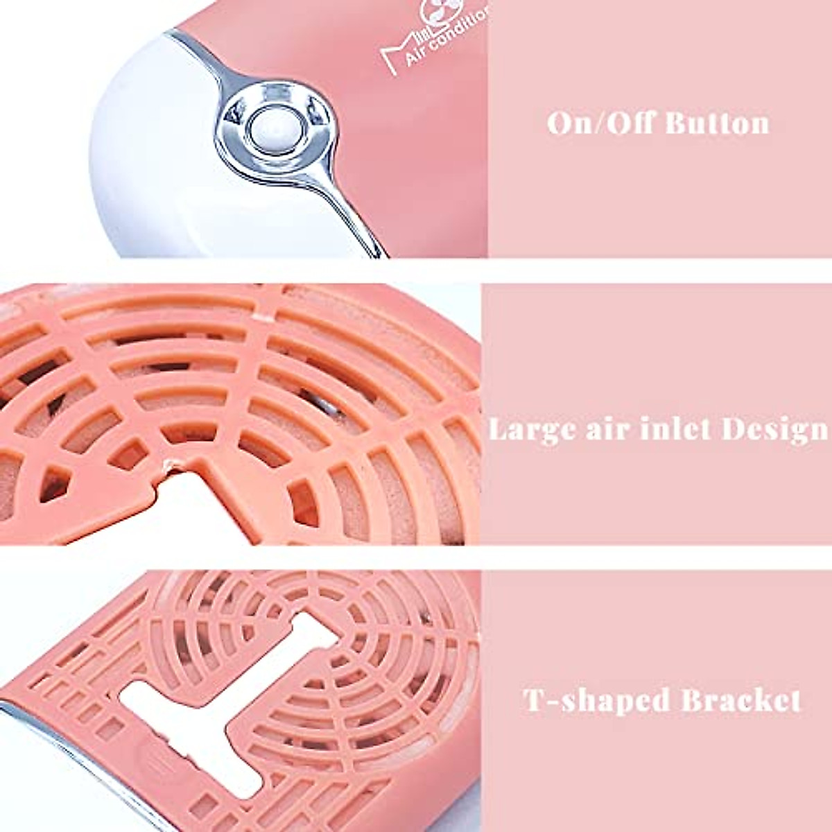 GreenLife® Eyelash dryer Bladeless Handheld Mini Cooling Fan Air Conditioning Blower for Eyelash Extension (Rose), USB Rechargeable Portable