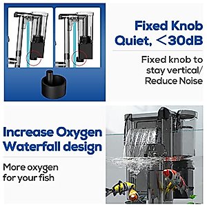 LAQUAL 5-10 Gallon Aquarium Filter with Surface Skimmer, Small Quiet Fish Tank Filter, 3-Layer Filtration & Adjustable Water Flow, Waterfall Design for Increasing Oxygen, Hang on Back Filter