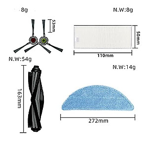 Replacement Parts Fit for Ecovacs Yeedi K650 Robotic Vacuum Cleaner Accessories, 3 Pairs Side Brush 1 Main Brush 3 Filter 3 Mop Cloth Pad