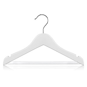 HANGERWORLD 6 White Wooden 11.8inch Kids Notched Coat Clothes Garment Hangers Non Slip Pants Bar