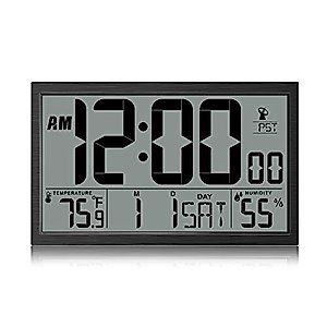 BAYGA Atomic Clock, Easy to Read, Adjusts Time Automatically, High Precision Temperature Humidity Meter