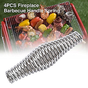 SYCOOVEN 4pcs BBQ Heavy Duty Cool Touch Stove Spring Handle Grip, Stainless Steel Grill Smoker Pits and Wood Stove Firebox Door Handle(Silver)