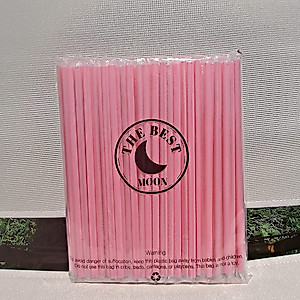 The best MOON 100pcs Heart Shaped Pink Straws Disposable Drinking Cute Straw Individually Wrapped Pink Plastic Straw Valentines day Cocktail Birthday Party Bridal Shower Wedding Supplies