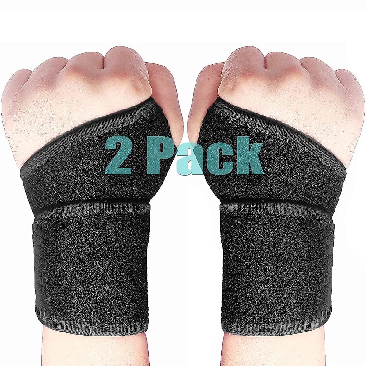 2 pcs Wrist Support Brace, Adjustable Wrist Brace Strap for Fitness, Weightlifting, Tendonitis, Carpal Tunnel Arthritis, Joint Pain Relief, Wrist Tendonitis (Black)