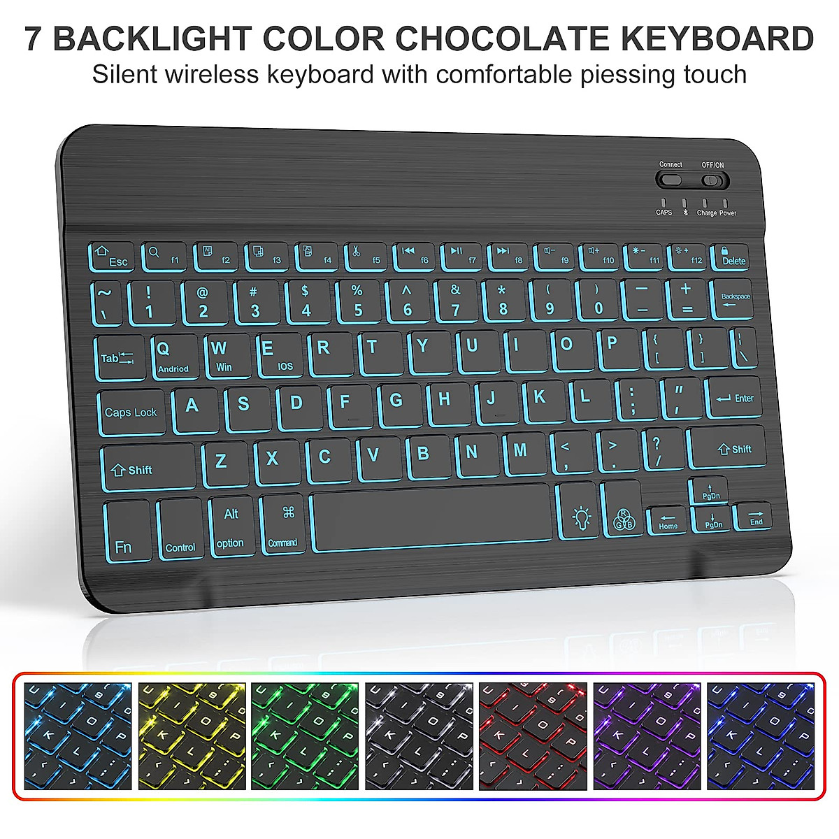 KVAGO Keyboard Case for iPad Air (5th, 4th gen - 2022, 2020), iPad Air 5th Generation Case with Keyboard, 7 Colors Backlit, Detachable, Wireless Keyboard, Slim Folio Cover 10.9“ with Pencil Holder