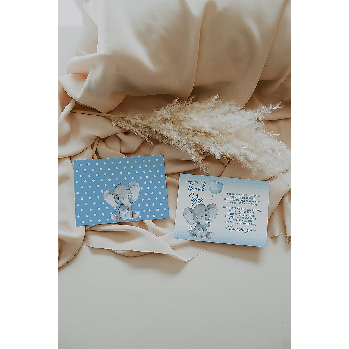 Your Main Event Prints Elephant Baby Shower Thank You Cards 20 Count Pre-written Thank You Cards, Baby Sprinkle Blue Dots