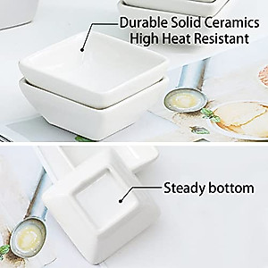 DRAONGYE 3 Ounce 6 Pack White Ceramic Dip Bowl Set, Mini Bowl Soy Sauce Plate, Condiment Server, Can be Used for Ketchup, Sauce, Vinegar, Soy, BBQ and Party Dinner