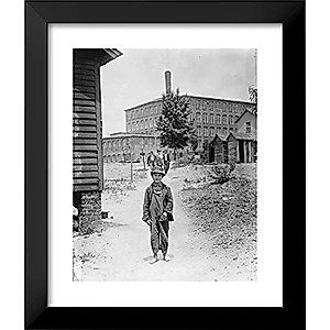 ArtDirect Hine, Lewis Wickes 20x23 Black Modern Framed Art Print Titled: Eddie Norton a Sweeper in Saxon Mill Spartenburg, SC