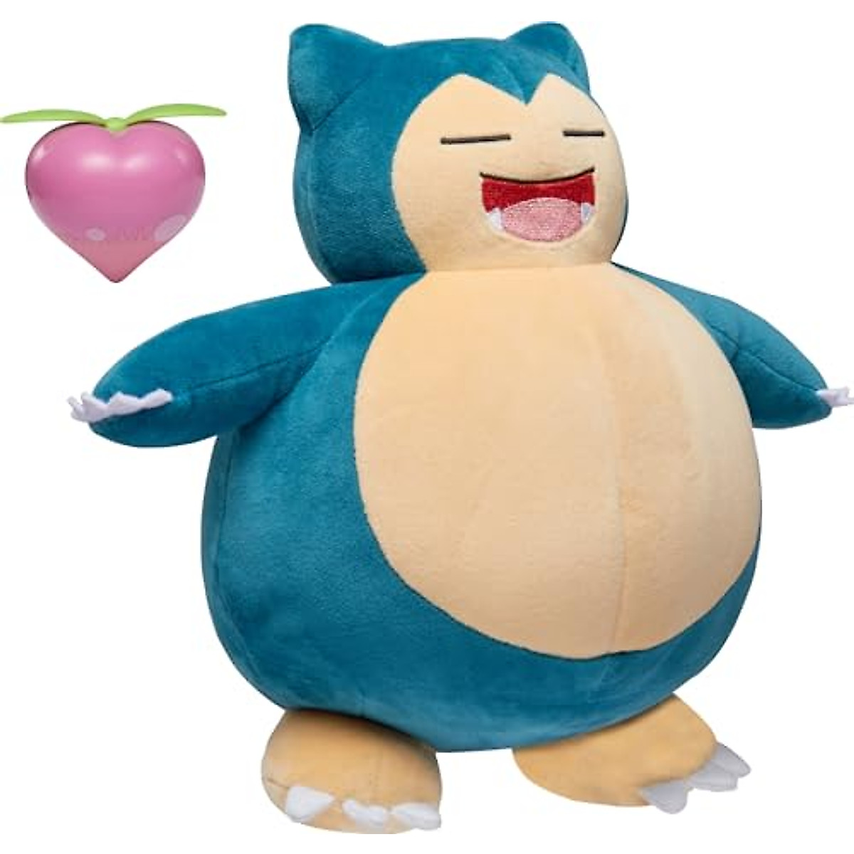 Pokemon Snooze Action Snorlax Plush, 10-Inch Plush Toy - Features Over 20 Authentic Snorlax Sounds, with 2 Modes of Play: Asleep & Awake, Plus Vibrating Belly - Eats Pecha Berry (Included)