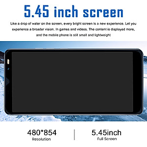 Smartphone, Rino9 Pro Android 4.4.2, 512MB 4GB Dual SIM Phone Finger Face ID 2200mAh 5.45 Inch Celular, 0.3MP front HD camera, 2MP rear Camera, Gift for Friends Family (black)
