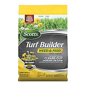 Scotts Turf Builder Weed & Feed5, Weed Killer and Lawn Fertilizer, Controls Dandelion, Clover and More, 4,000 sq. ft, 11.32 lbs.
