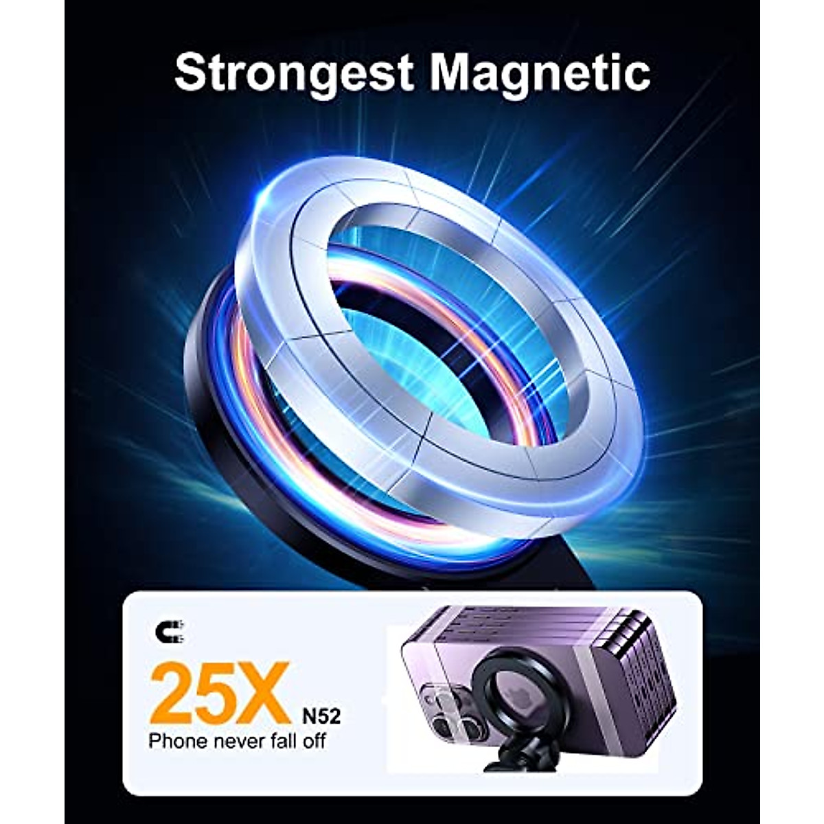 Rorhxia Fits MagSafe Car Mount [Strongest 3M Adhesive ＆ Curved Surface Friendly] Phone Holder for Car Dashboard Vent HandsFree iPhone Car Mount Holder for MagSafe iPhone 14 Pro Plus 13/12 All Phones