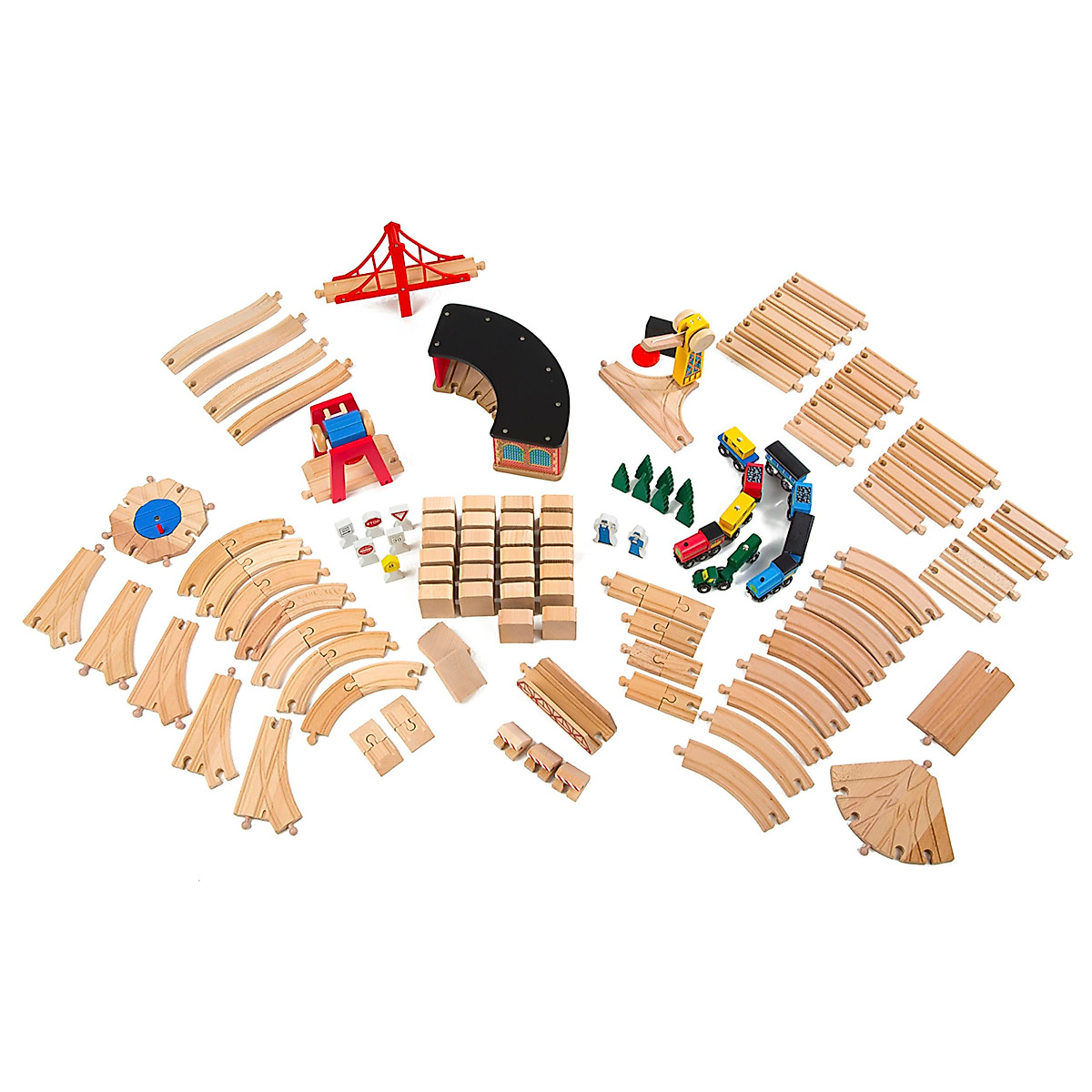 Melissa & Doug Deluxe Wooden Railway Train Set (130+ pcs)