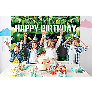 Video Game Theme Party Backdrop Video Game Happy Birthday Backdrop for Game Fans Boys Room Wall Decoration Game Party Photograph Background 7x5ft
