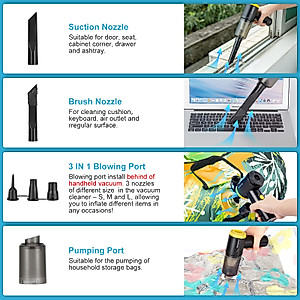 WADEO Handheld Vacuum Cordless, Car Vacuum Cordless Rechargeable 9000Pa, Hand Held Vacuum, Mini Vacuum with Blower, Portable Car Vacuum with LED Light, Wireless Vacuum Cleaner for Home Pet & Office