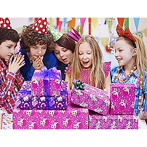 U'COVER Unicorn Birthday Wrapping Paper 6 Large Sheet Gift Wrapping Paper for Girls Kids Baby Shower Women Boys for Wedding Anniversary Holiday Party Graduation Gift Wrap Paper Folded 27 * 37inch