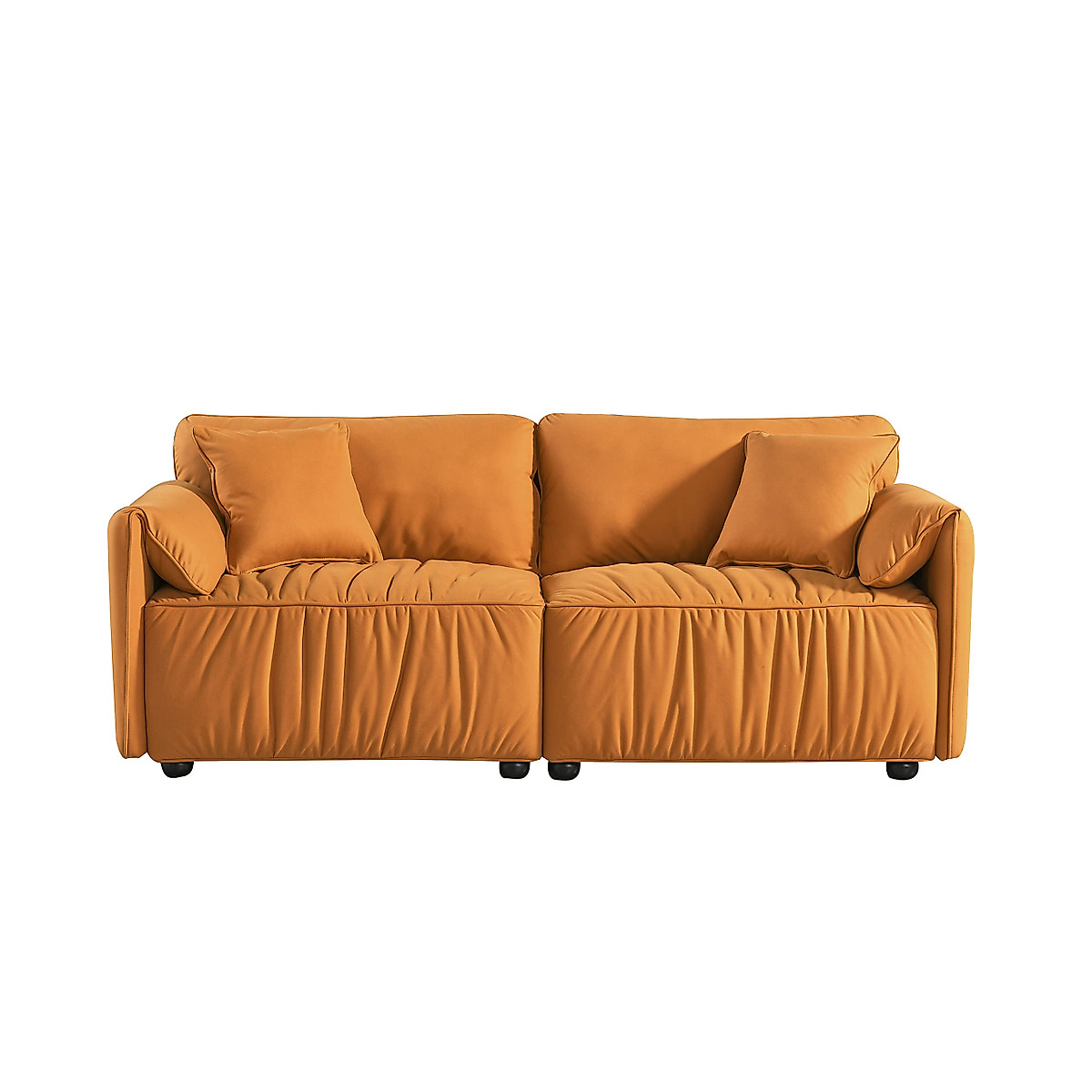Lepfun Modern, 75.6" Couch, Large deep seat, loveseat with Hardwood Frame, mid-Century upholstered Sofa,Suitable for Living Room, Bedroom and Apartment (Orange)