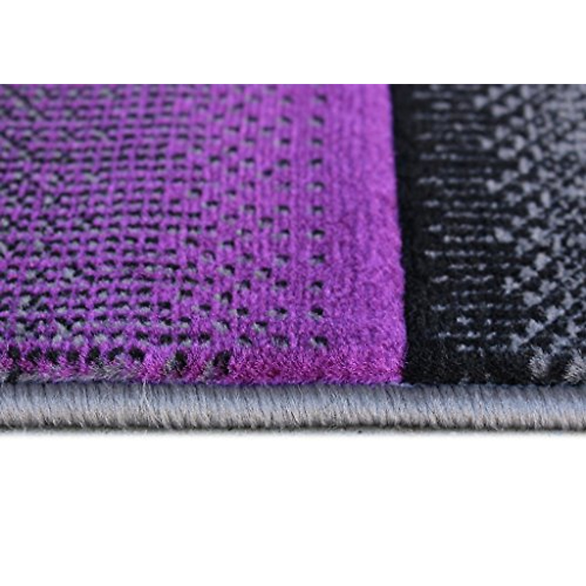 Masada Rugs, Modern Contemporary Area Rug, Purple Grey Black (5 Feet X 7 Feet)