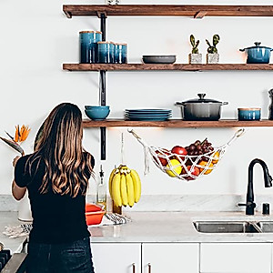 Evbopa Fruit Hammock Under Cabinet for Kitchen Macrame Haning Fruit Basket for Veggies Space Saving in Kitchen, Boat or RV