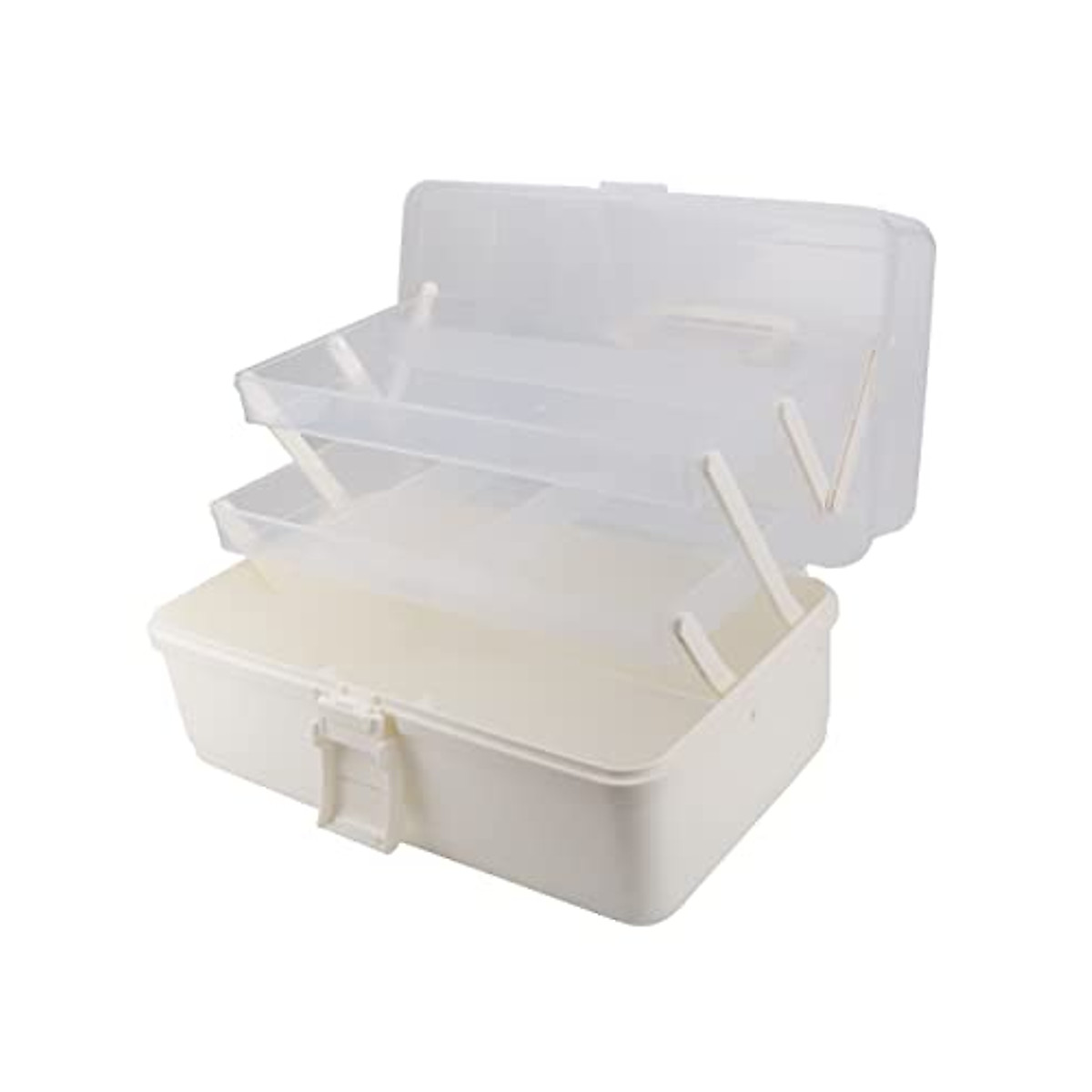 Avlcoaky Tackle Box Large 3 Layers Plastic Portable Storage Box Fishing White Tackle Box Organizer Art Craft Tool Box