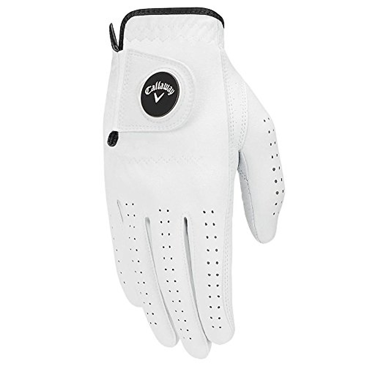 Callaway Men's Opti Flex Golf Glove, White, Medium, Worn on Left Hand