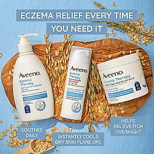 Aveeno Eczema Therapy Nighttime Itch Relief Balm with Colloidal Oatmeal and Ceramide for Dry Itchy Skin, Fragrance-Free Anti Itch Eczema Cream, 11 FL OZ