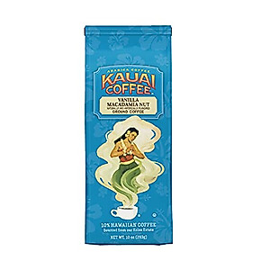 Kauai Hawaiian Ground Coffee, Vanilla Macadamia Nut Flavor - Gourmet Arabica Coffee From Hawaii's Largest Grower, Smooth, Delicious Flavor and Amazing Aroma - 10 Ounce