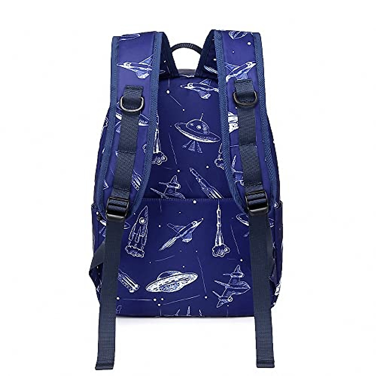 NOHCLIE Print Kids Backpacks,cute Lightweight Water Resistant Primary School Bag for Boys and Girls (Spaceship-Navy Blue)