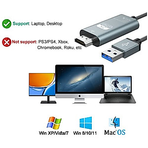 USB to HDMI Cable 6ft, USB 3.0 to HDMI Cable Adapter Male HD 1080P Monitor Suuport Audio Video for Monitor TV / Computer Mac OS Windows 10/8/7/Vista/XP