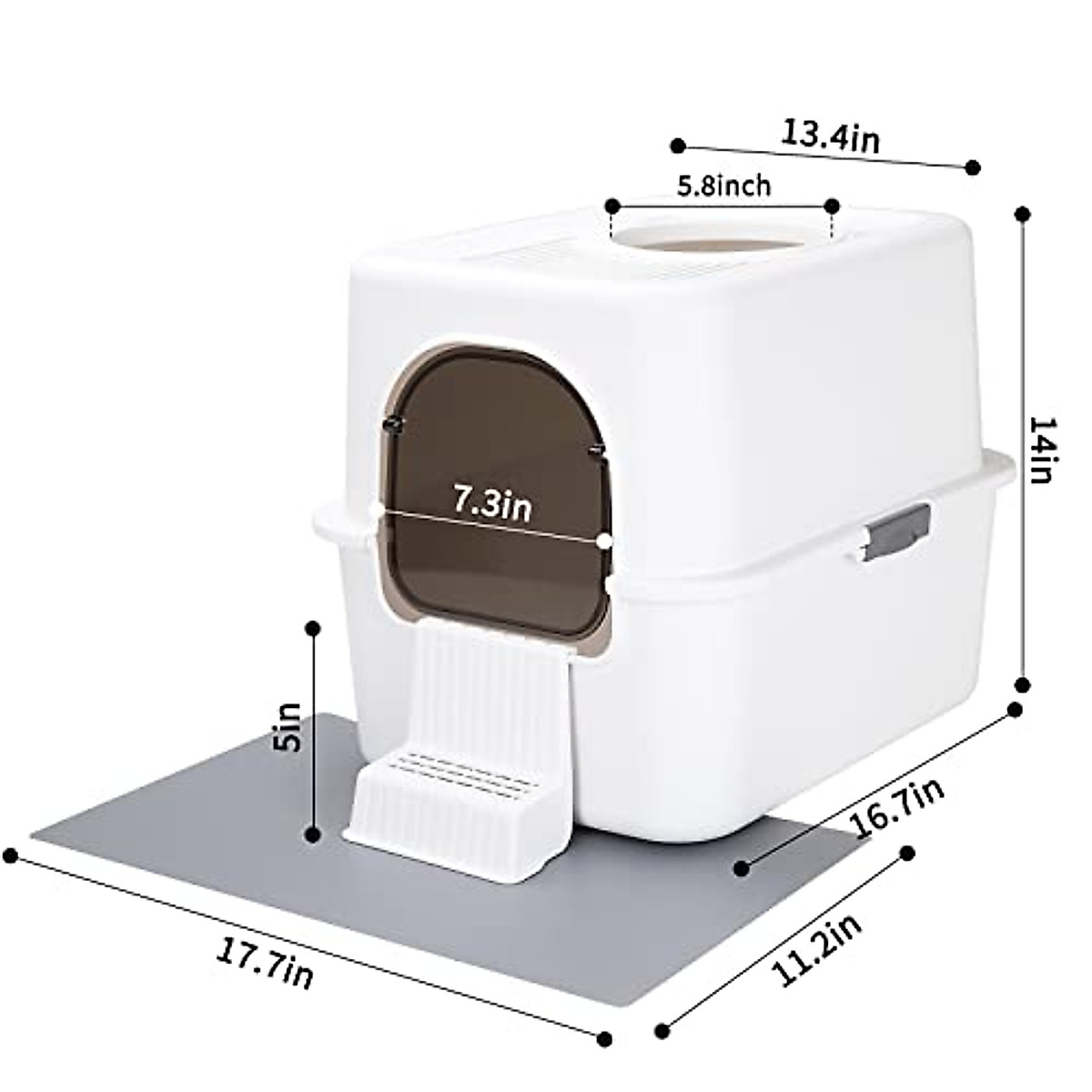 Sfozstra Cat Litter Box with Lid, Fully Enclosed Splash-Proof Litter Box,Top Entry Cat Litter Box, Easy to Assemble and Installation for Small Cats Under 8 IB (White, Small)