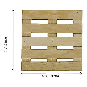 Creative Hobbies 6-Pack Mini Wood Pallet Coasters for Beverages, Hot and Cold Drinks, Mini Building Blocks Stacking, DIY Crafts, 4" x 4" x 11/16"