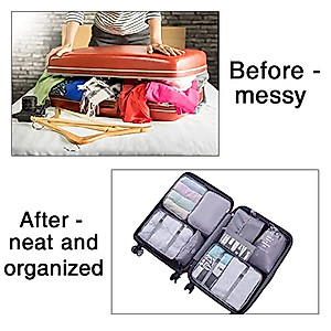 Blibly Packing Cubes for Suitcase, 9 PCS Lightweight Travel Luggage Organizers Set, Waterproof Luggage Packing Cubes for Travel Accessories(Grey)