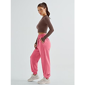 Yovela Pink Pants for Women Cute Sweatpants Teen Girls Pants High Waist Y2k Trendy Lounge Trousers with Pockets,