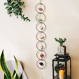 Kocuos 7 Crystal Gemstone Wall Hanger Decor, Large Raw Chakra Crystal Gemstones, Window Meditation Hanging Ornament, Home Decorations for Yoga Meditaion, Gifts for Christmas Ornaments/Birthday (1PC)