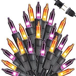 Toodour Orange & Purple Halloween Lights, 77ft 300 Count Incandescent Halloween String Lights, UL Certified Connectable Mini Bulbs Halloween Lights for Indoor, Outdoor, Garden, Porch, Halloween Decor