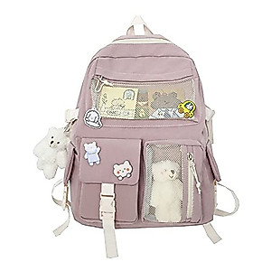 Dearsee Kawaii Backpack with Pins and Accessories, Cute Aesthetic Backpack Aesthetic