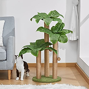 LEMONDA 31.5Inch Cat Scratching Post,Cat Scratcher with 3 Scratching Poles & Dangling Ball for for Indoor Outdoor Kitten & Adult Cat Use