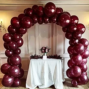 SUWEN Burgundy Balloons Different Sizes Kit 77PCS 10 Inch 5 Inch Latex Helium Shiny Maroon Balloon for Birthday Graduation Wedding Shower Anniversary Party Decorations