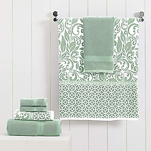 Modern Threads Trefoil Filigree 6-Piece Reversible Yarn Dyed Jacquard Towel Set - Bath Towels, Hand Towels, & Washcloths - Super Absorbent & Quick Dry - 100% Combed Cotton